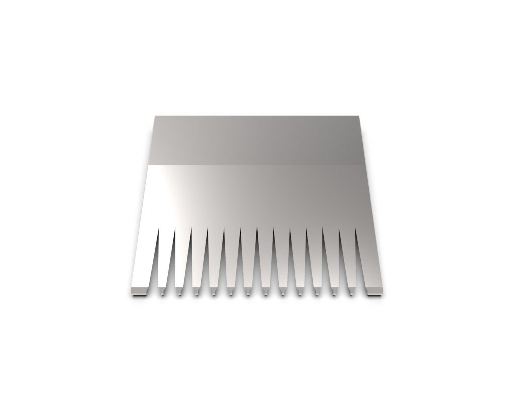 Pin vent trimming blades for rubber tire after curing